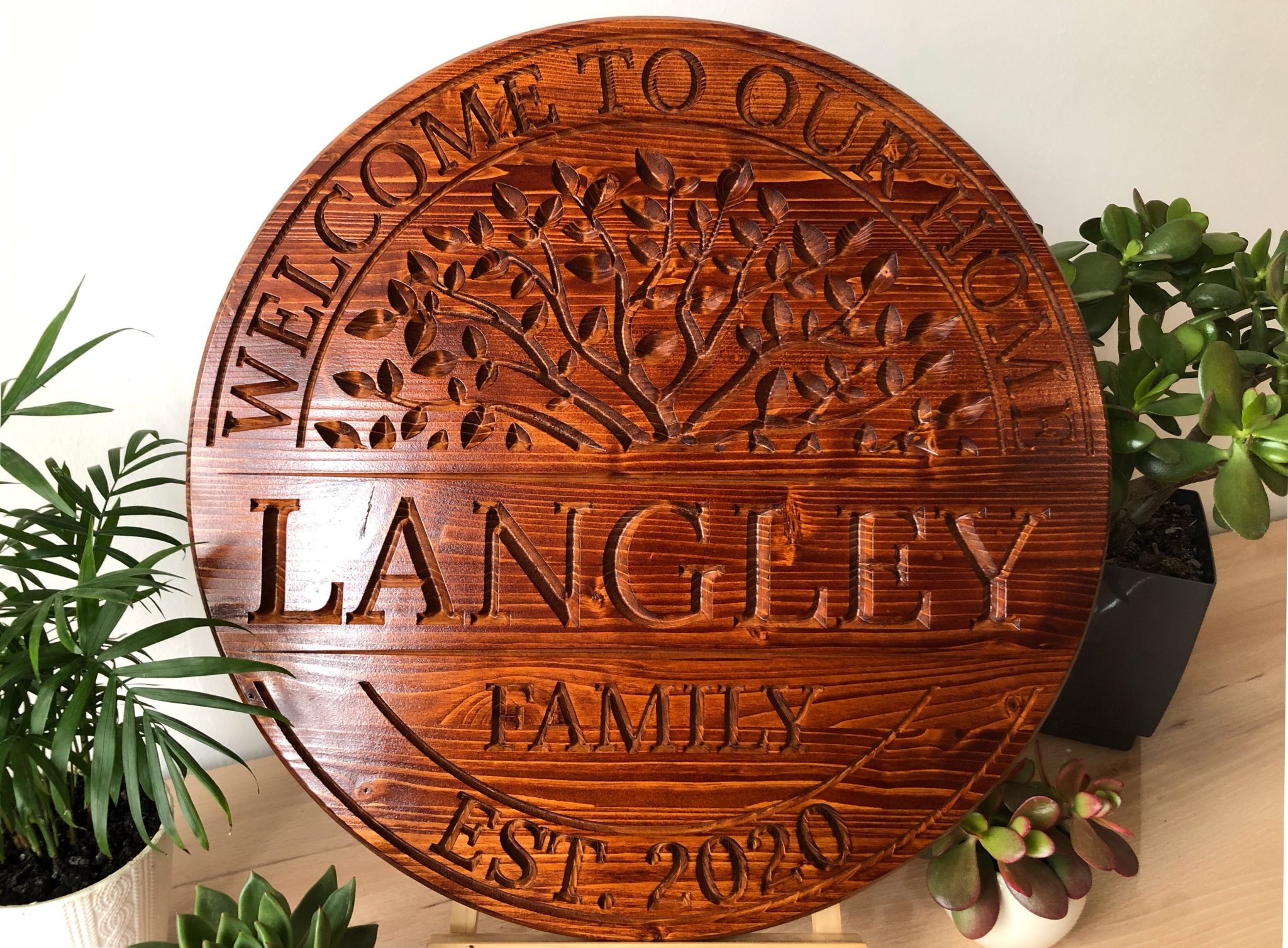 Custom Family Name Sign with Tree Of Life Motif, Personalized Wood Sign ...