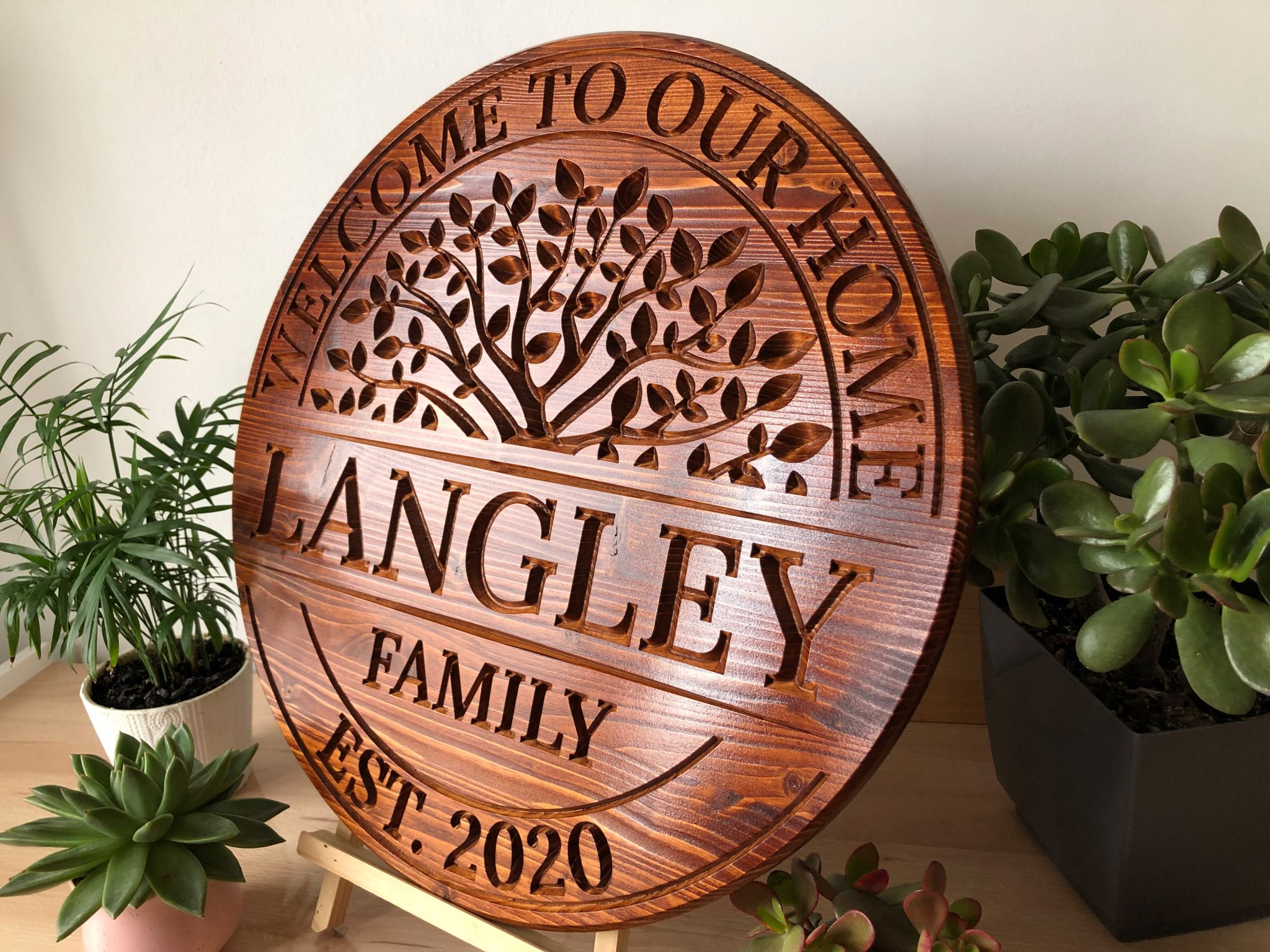 Custom Family Name Sign with Tree Of Life Motif, Personalized Wood Sign ...